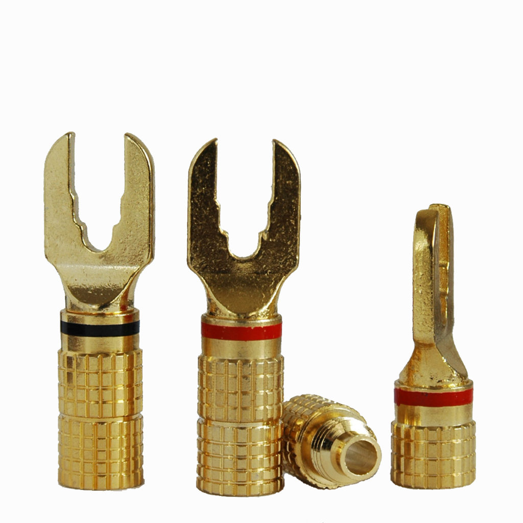 Gold Plated Screw Type Speaker Y Banana Spade Plug Connector 4mm ...